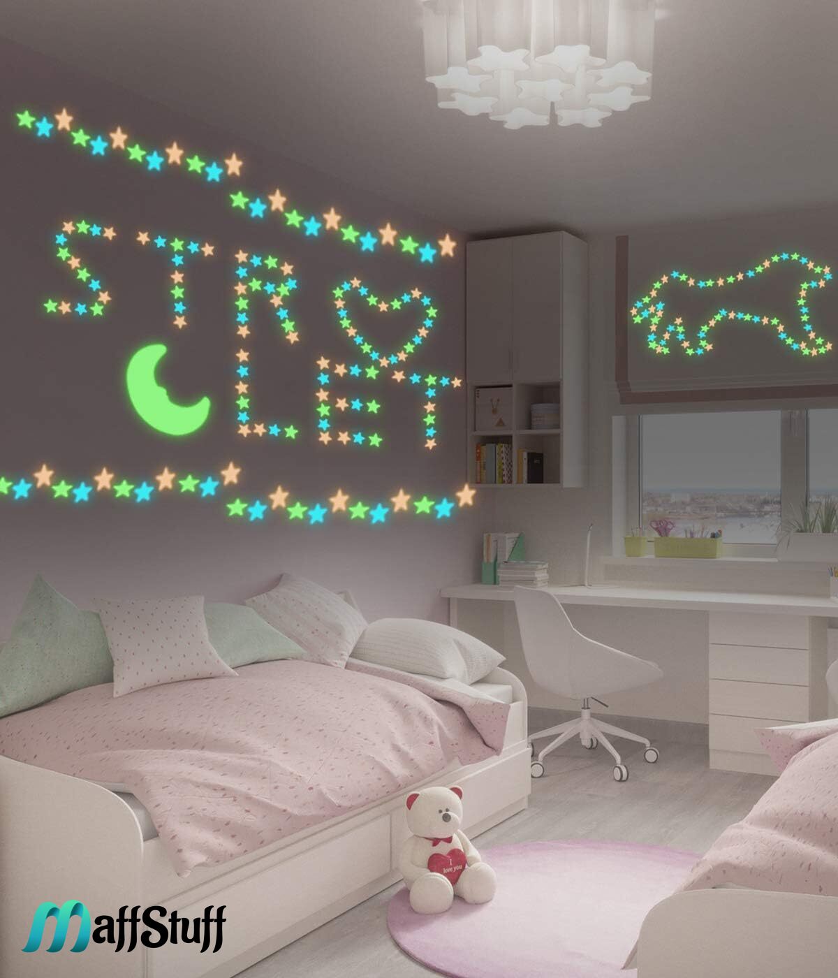 Set de 201 Stickere Decorative de Perete Fosforescente, Sub Forma de ...